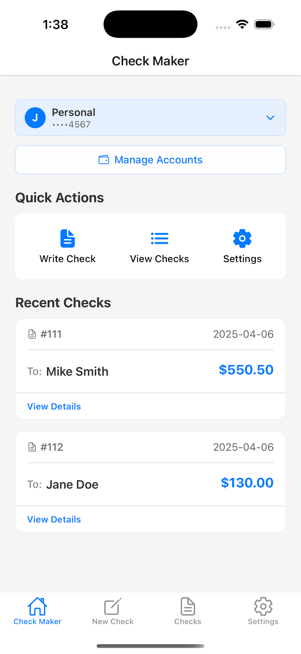 CheckMaker - Print Professional Checks from Your iPhone